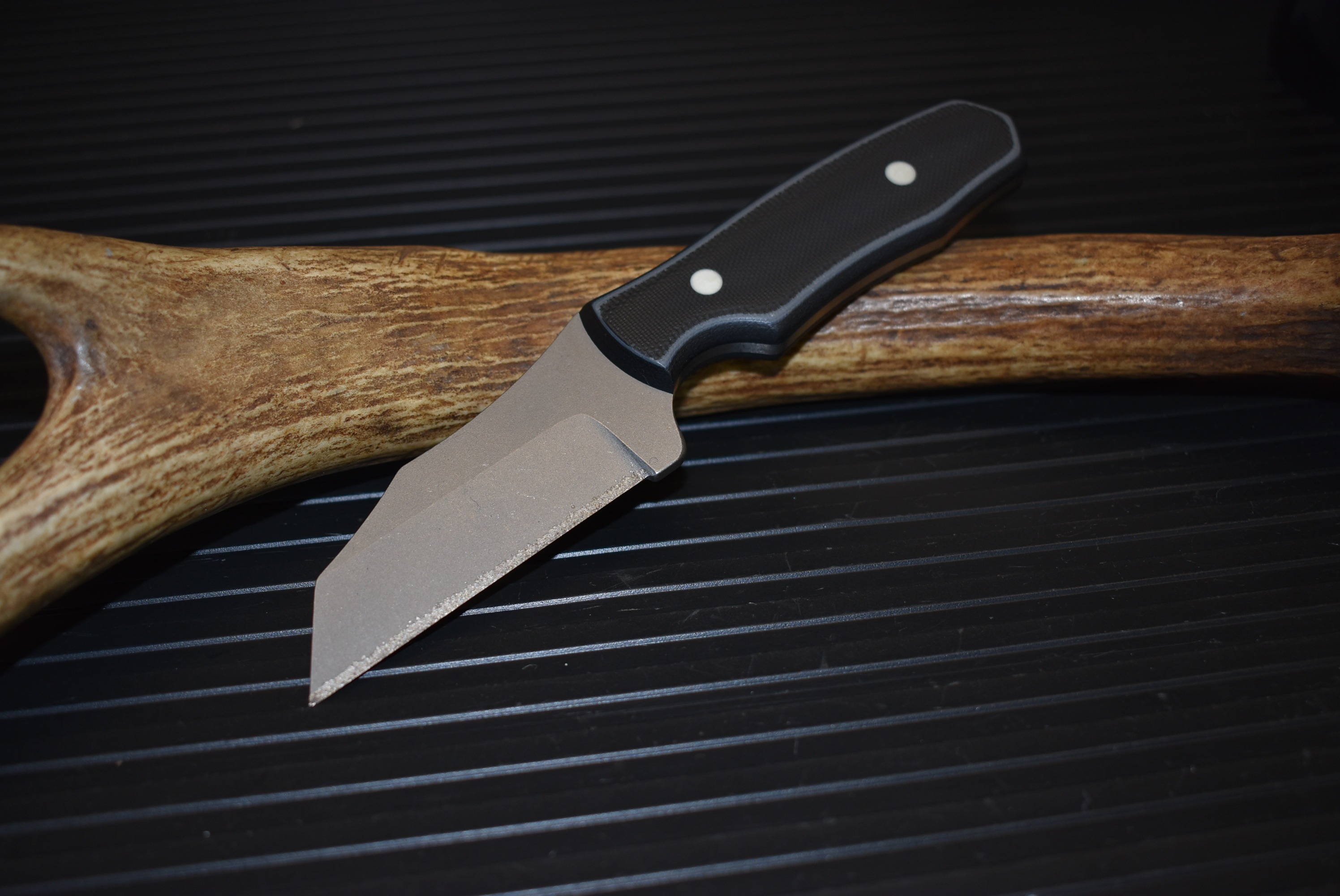 Alfa Knife AK5 Black/Grey G-10 Titanium - LANTAC Knives
